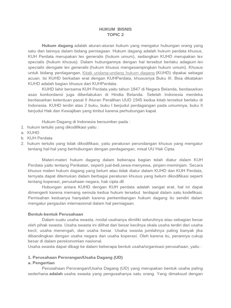 Hukum Bisnis Topic 2 | PDF
