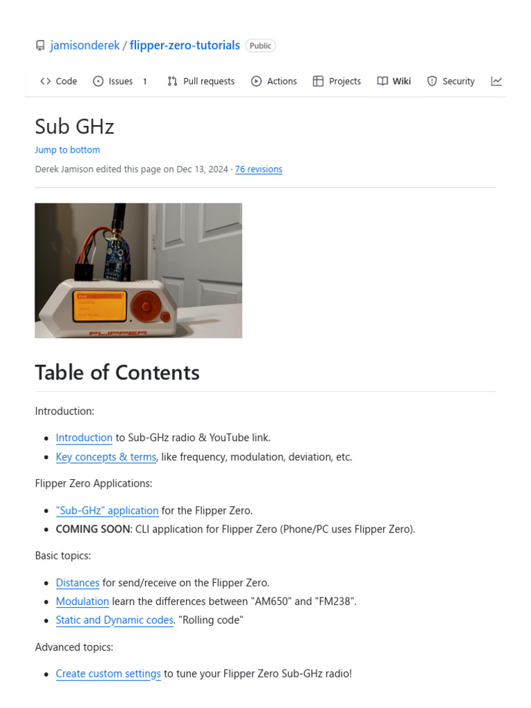 Sub GHZ Jamisonderek - Flipper-Zero-Tutorials Wiki GitHub | PDF | Frequency Modulation ...