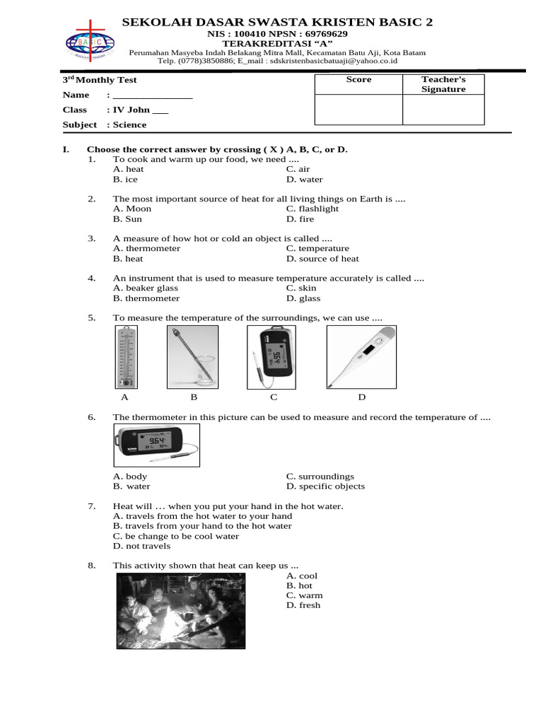 Science Monthly Test for Grade IV & V | PDF | Boiling | Evaporation