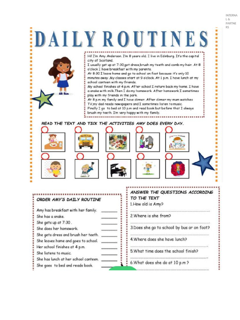 Daily Routines ESL Listening Activity | PDF