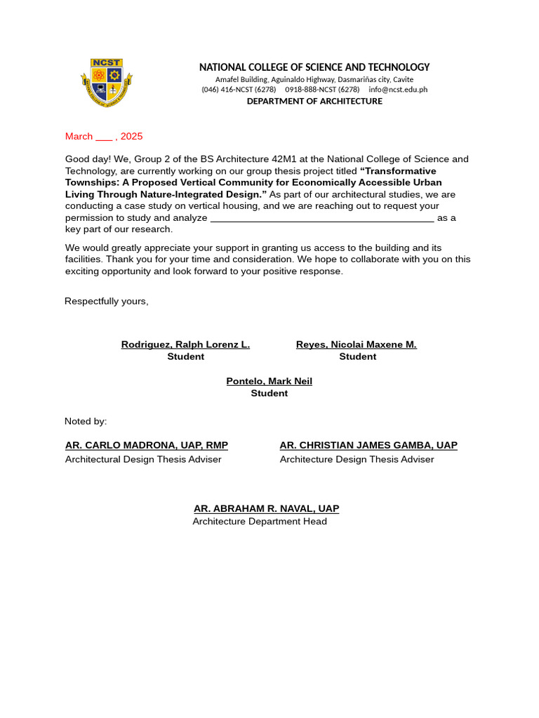 Revised Request Letter Case Study Blank | PDF