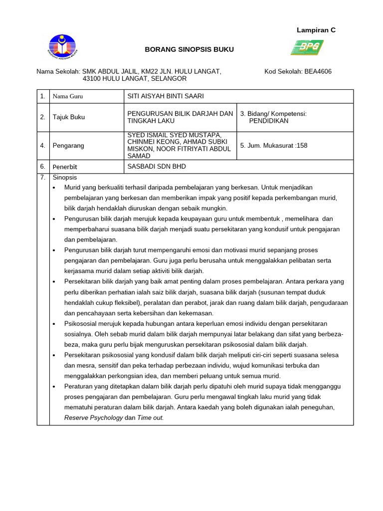 Pengurusan Bilik Darjah Dan Tingkah Laku | PDF