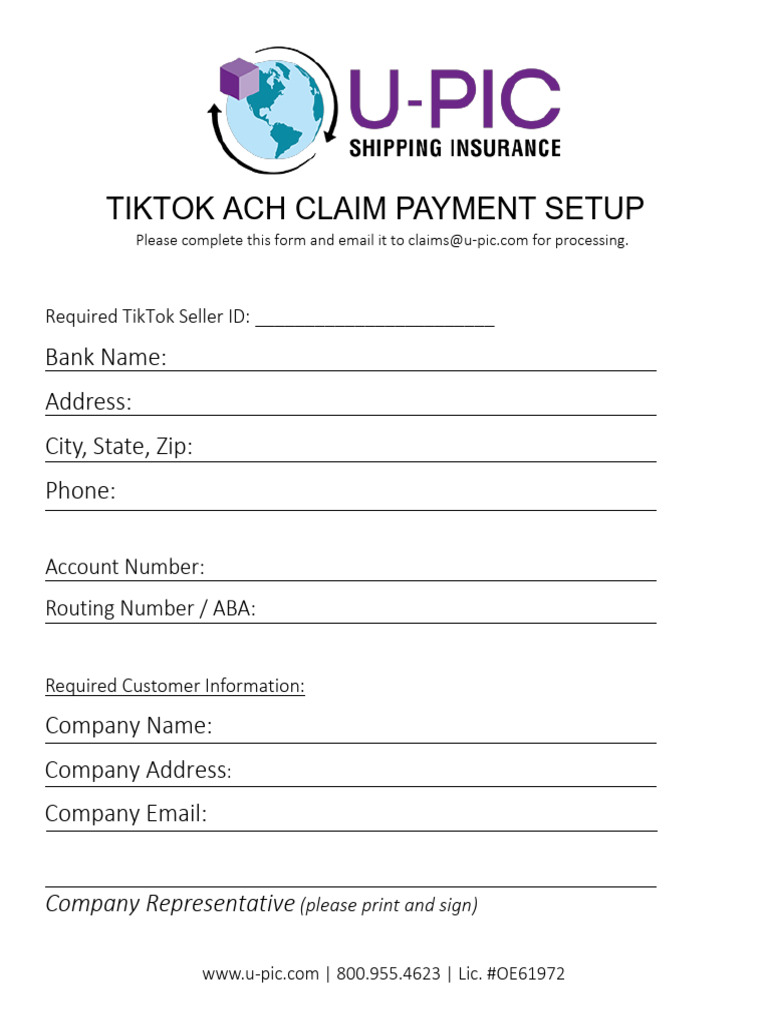 TikTok ACH Claim Payment Setup Guide | PDF