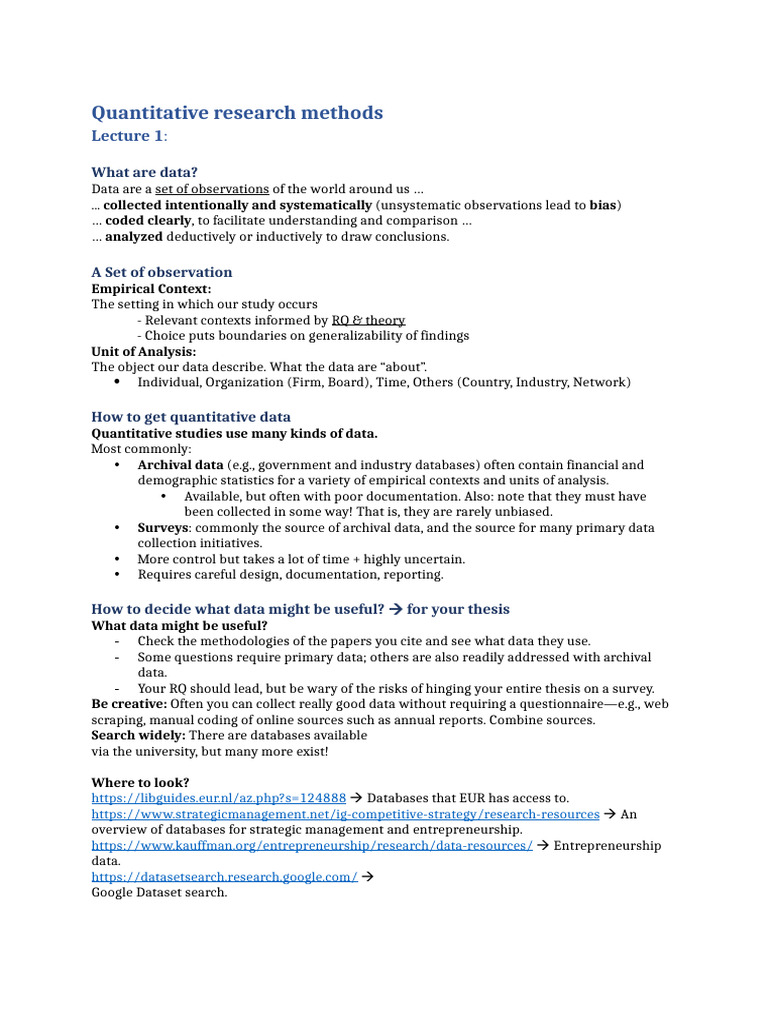 Quantitative research methods | PDF | Ordinary Least Squares | Estimator