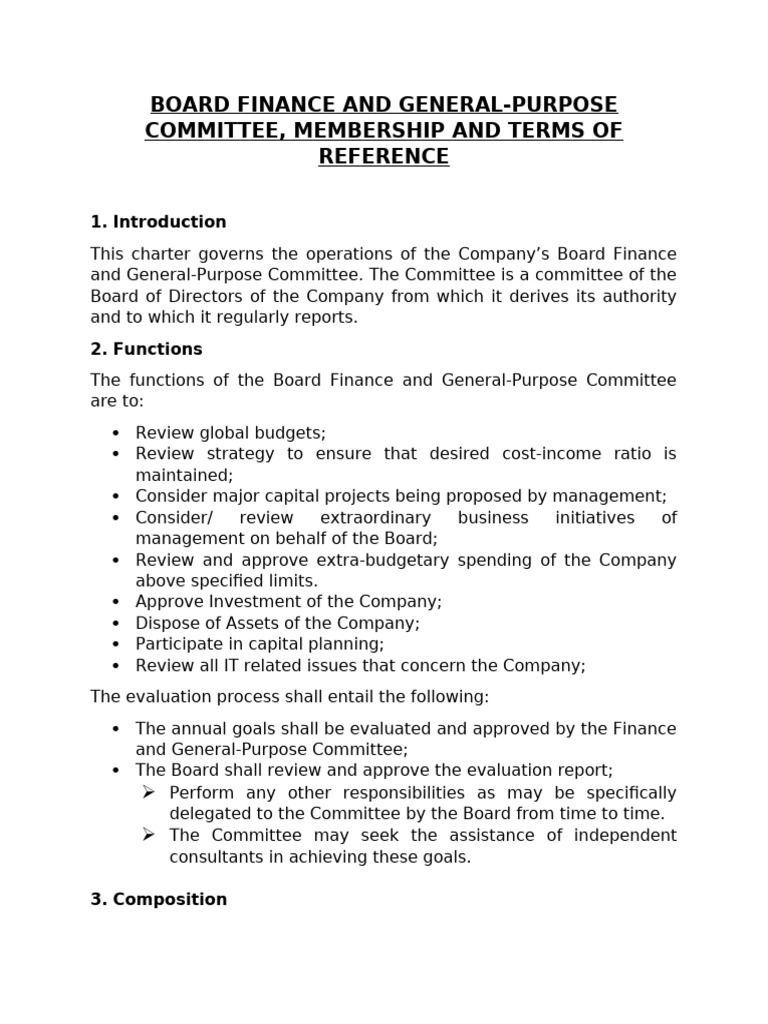 Draft Terms of Reference For Board Finance and General Purpose - Efl ...