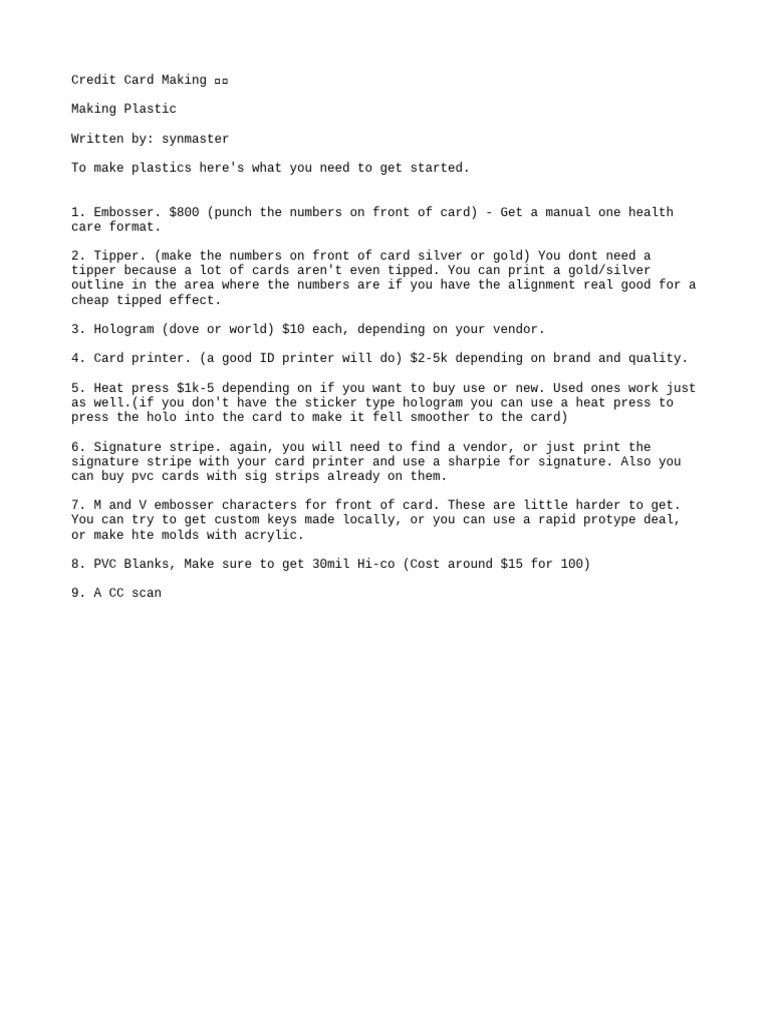 Credit Card Making ?? | PDF