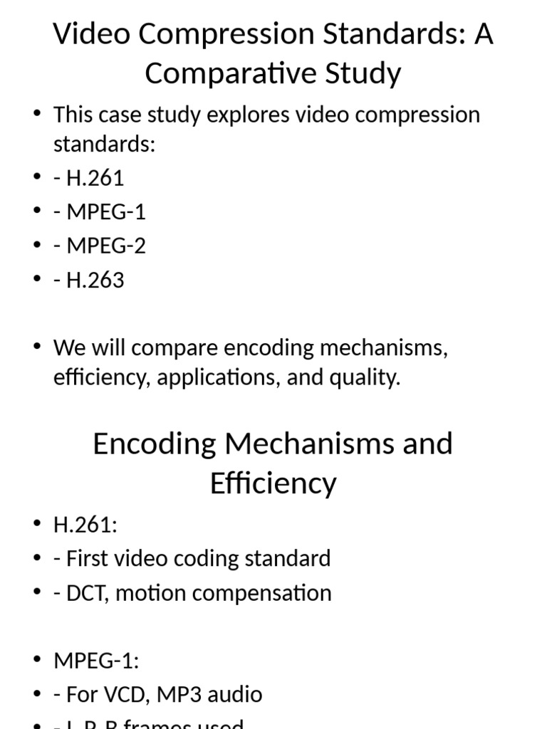 Video Compression Standards Comparative Study | PDF