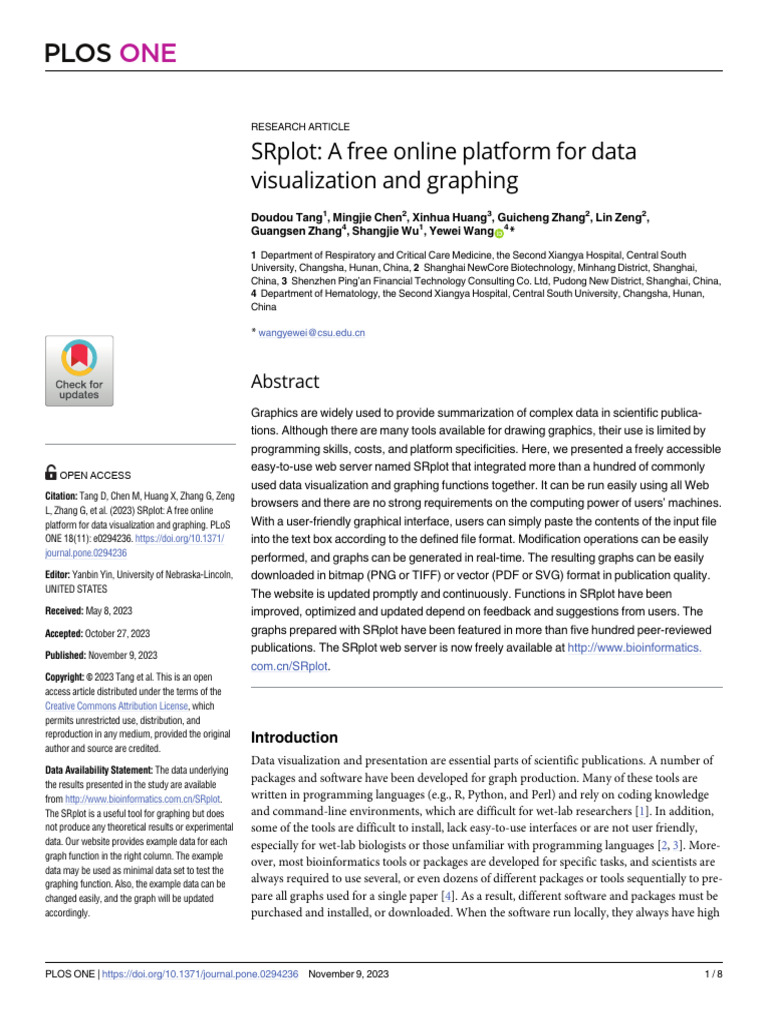 SRplot: A Free Online Platform For Data Visualization and Graphing ...