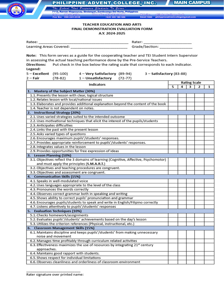 Teacher Education Evaluation Form 2024 | PDF | Teachers | Learning