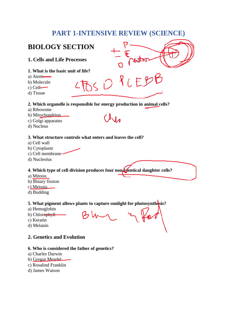 Science Review: Biology, Chemistry, Physics | PDF | Cell (Biology ...