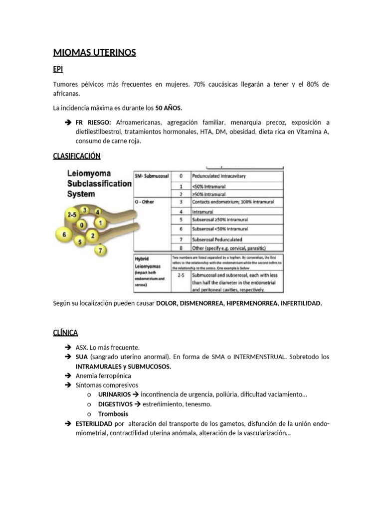 Miomas Uterinos | PDF | Menopausia | Medicina CLINICA