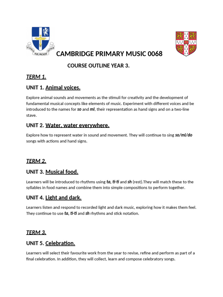 Year 3 Music Course Outline | PDF