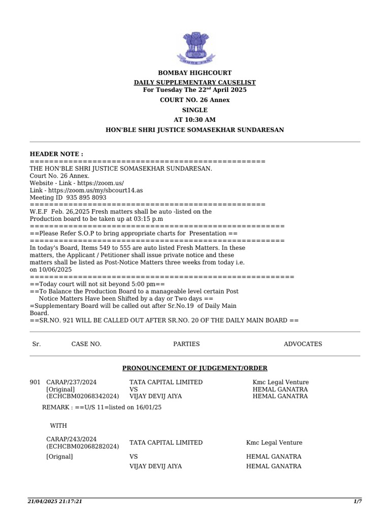 Causelist - 2025-04-22T211958.608 | PDF