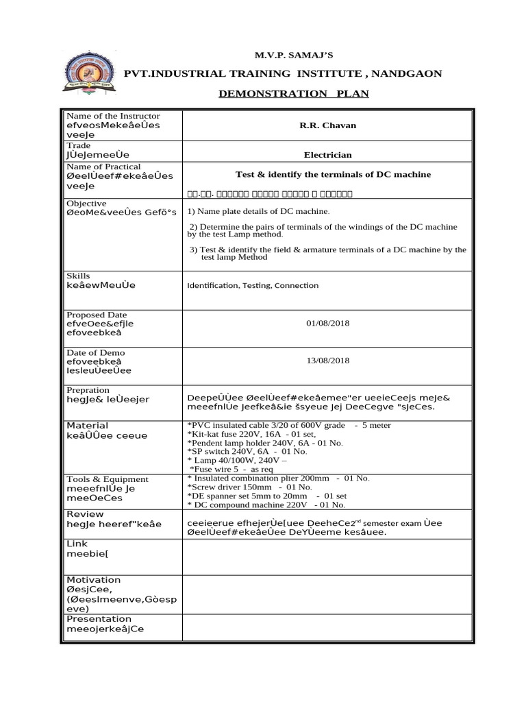 Demonstration Plan for Electricians | PDF | Voltage | Electric Generator