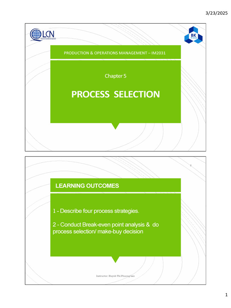 242.Pom.5.Process Selection | PDF | Business | Business Economics
