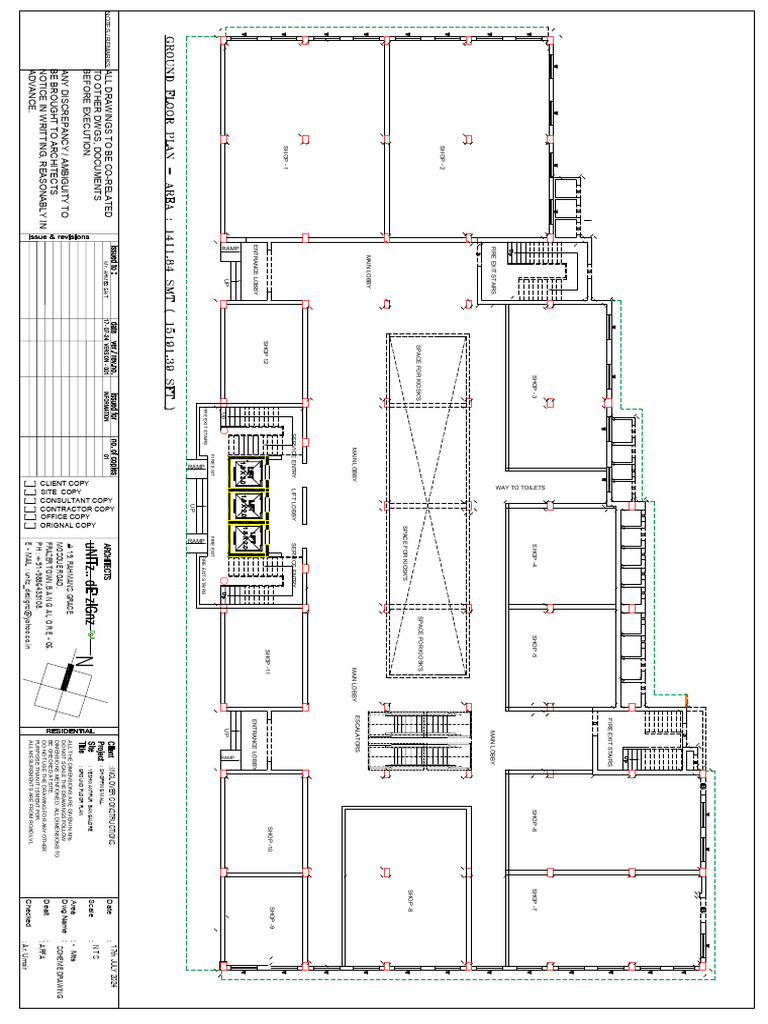 01 - Scheme - Ground Floor - Yesh Mall - Inc - Udz - July 24 | PDF | Architectural Elements