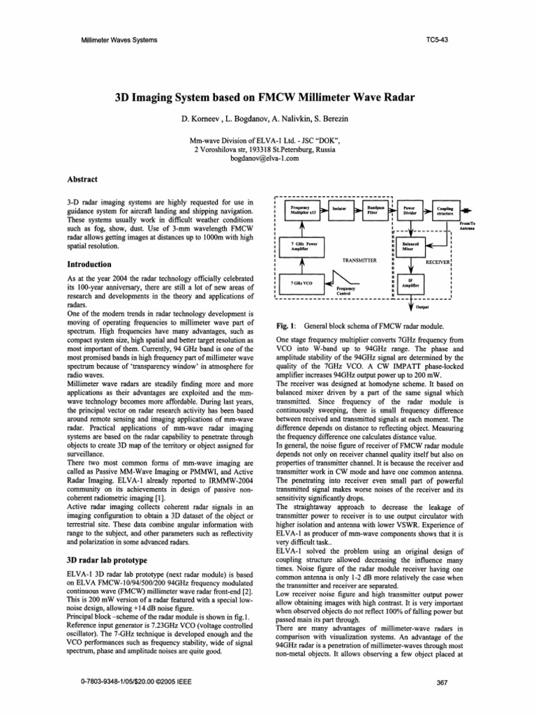 3D Imaging with FMCW Millimeter Waves | PDF | Radio Technology ...