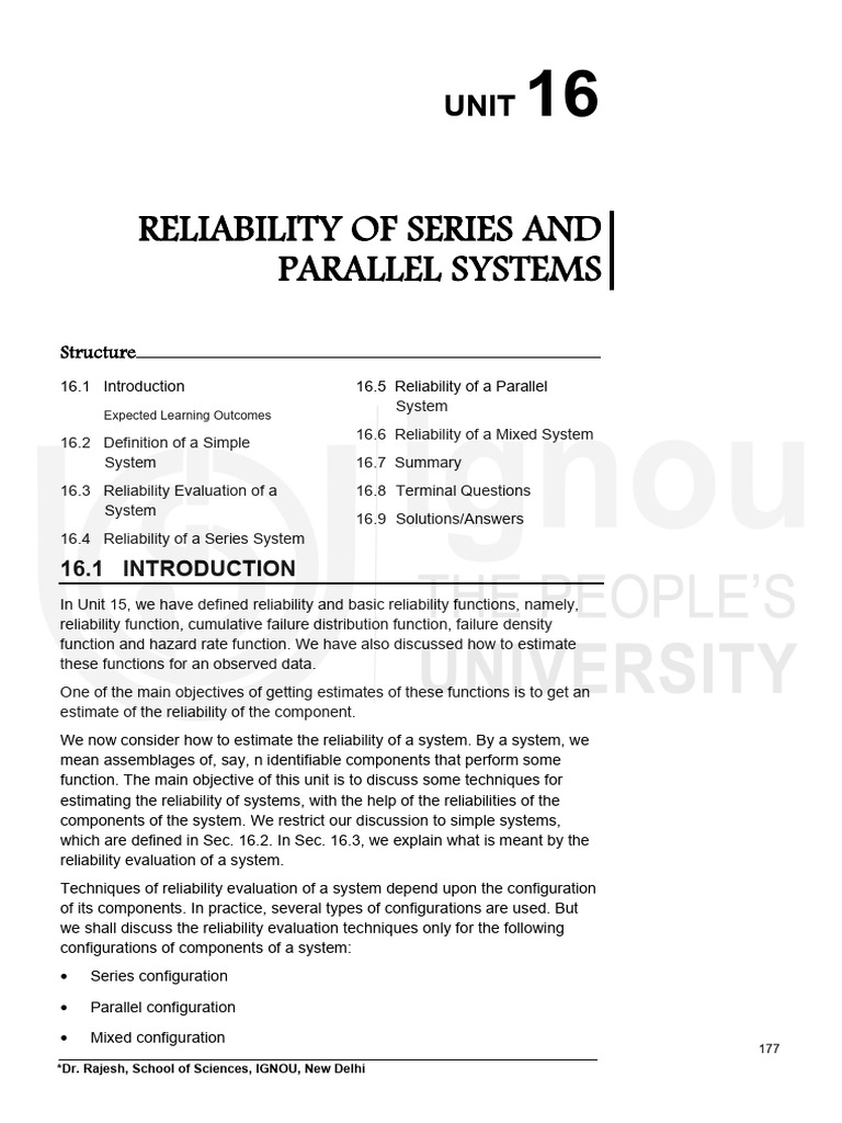 Reliability of Series and Parallel Systems | PDF | Reliability Engineering | System