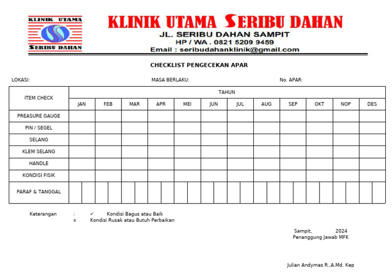 Checklist Pengecekan Apar | PDF