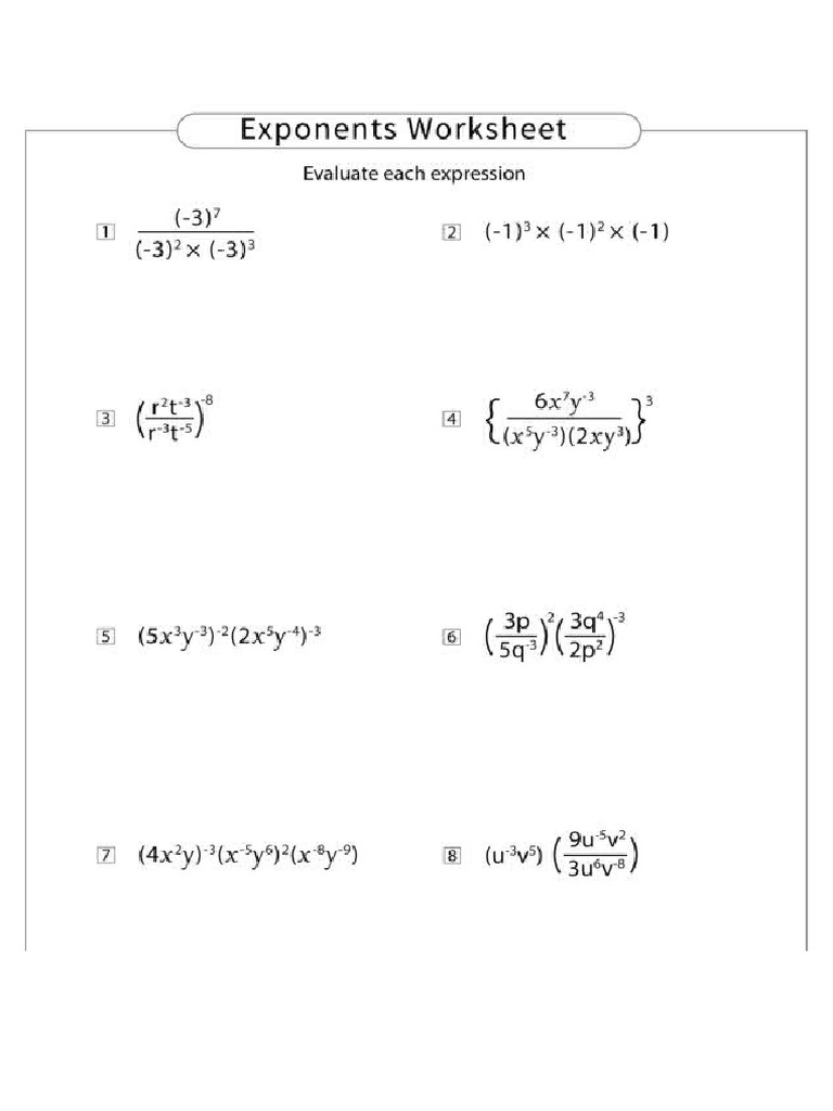 Neg exponents revision | PDF