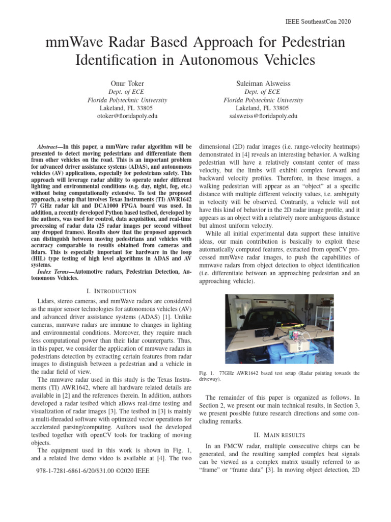 mmWave Radar for Pedestrian Detection | PDF | Radar | Lidar