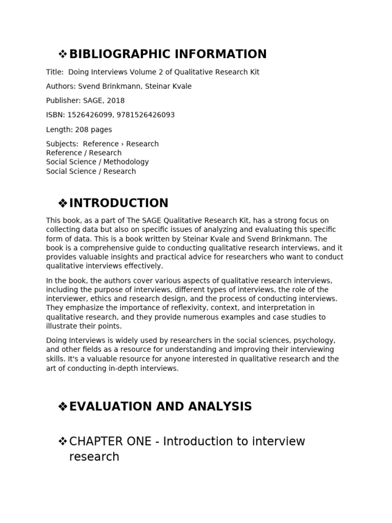 Doing Interviews: A Qualitative Guide | PDF | Qualitative Research ...