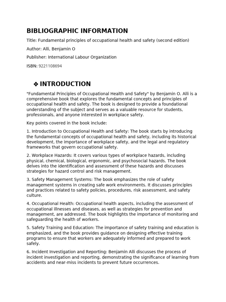 Fundamental Principles of Occupational Safety | PDF | Occupational ...