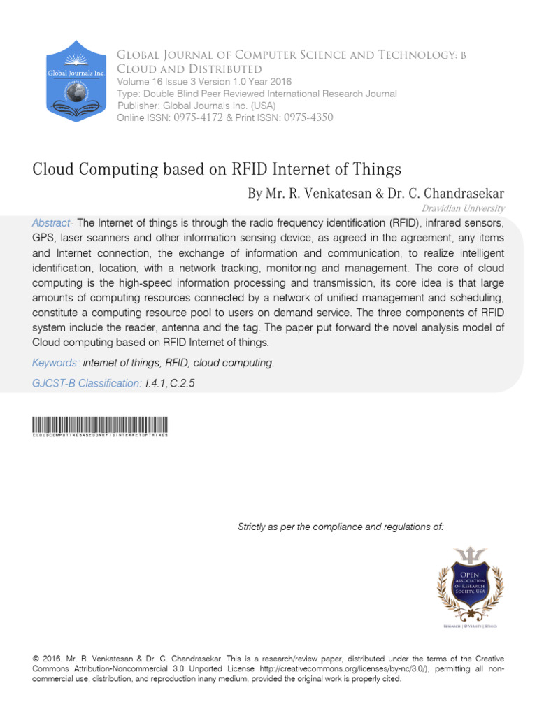 4 Cloud Computing Based On RFID - PDF | PDF | Radio Frequency Identification | Cloud Computing