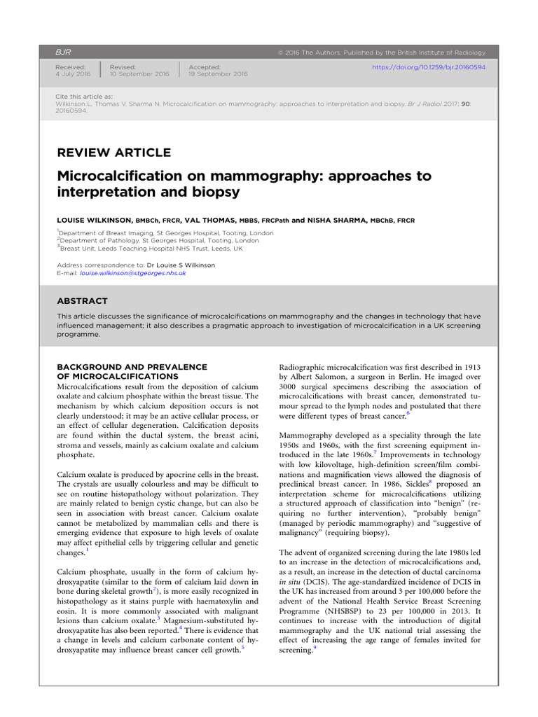 Interpreting Mammography Microcalcifications | PDF | Mammography | Biopsy