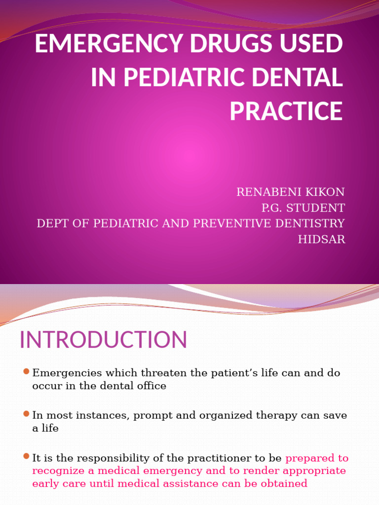 Emergency Drugs in Pediatric Dentistry | PDF | Diabetes | Asthma