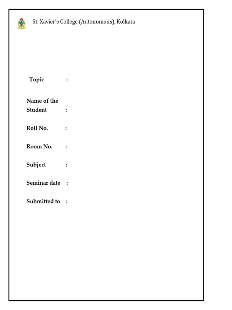 Format of The Seminar Assignment Top Sheet | PDF