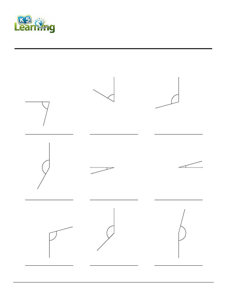 Grade 5 Geometry Worksheet - Classifying Angles (Acute - Obtuse - Right ...