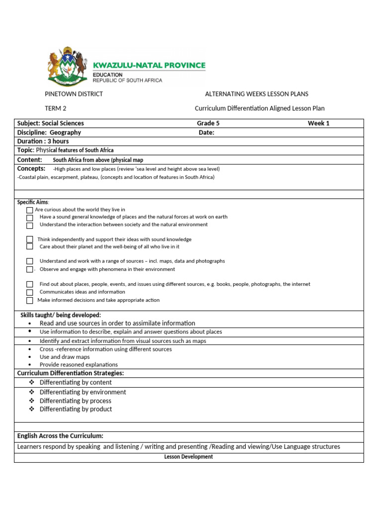 Grade 5 Social Sciences Lesson Plans | PDF | Curriculum | Information