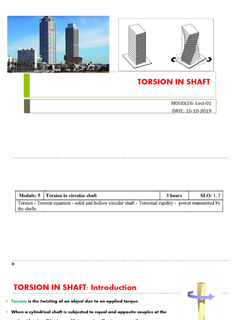 SM - Module-6 - LECT-01 TORSION | PDF | Stress (Mechanics) | Torque