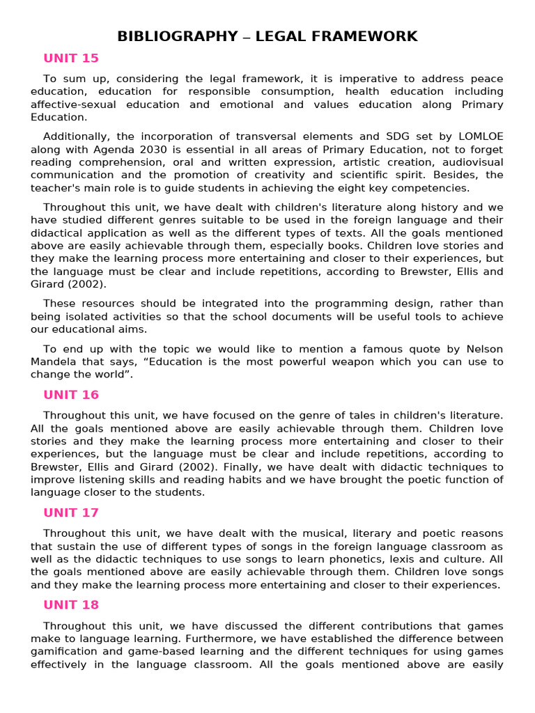 BIBLIOGRAPHY LEGAL FRAMEWORK | PDF | Language Education | Communication