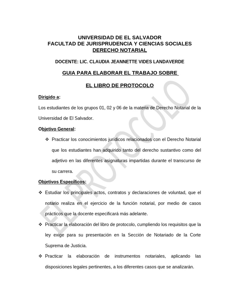 Guía para el Libro de Protocolo Notarial | PDF