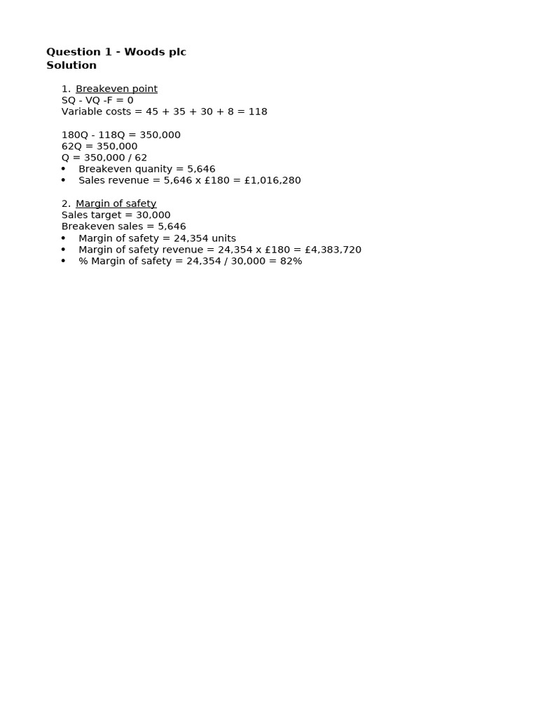 CVP Analysis 1 - Tutorial Solutions 24-25 | PDF | Financial Economics | Pricing