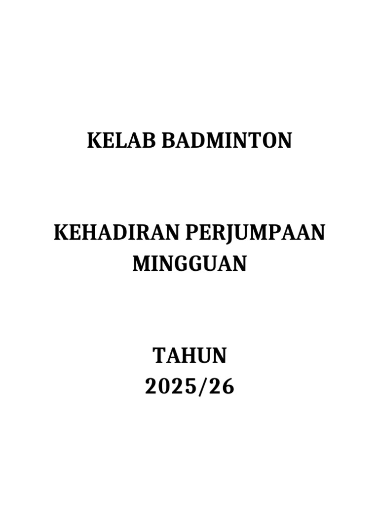 CTH Buku Kehadiran Kelab Badminton | PDF