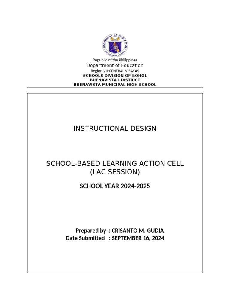 BMHS Lac Plan 2024-2025 | PDF | Teachers | Learning