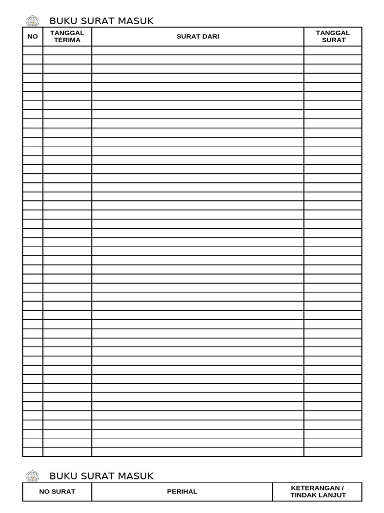 Buku Surat Masuk SD | PDF