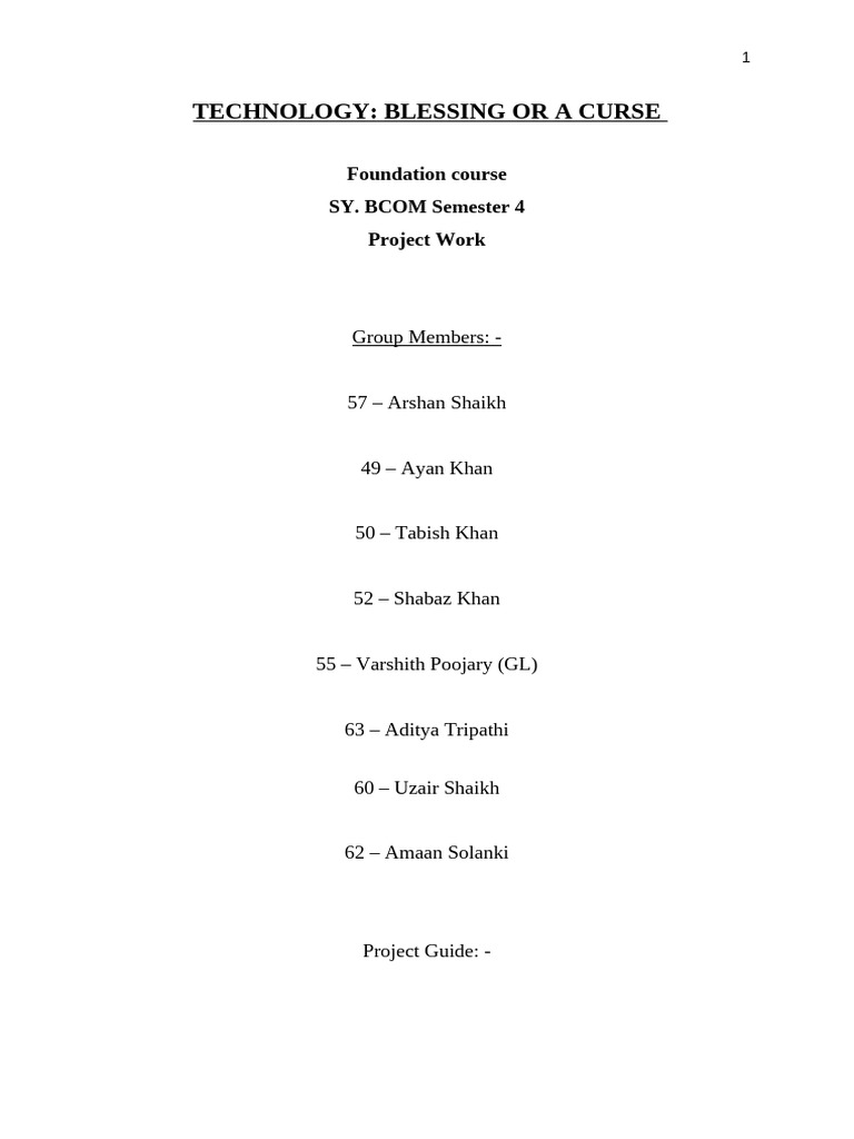 Technology - Blessing or A Curse | PDF | Privacy | Mental Health