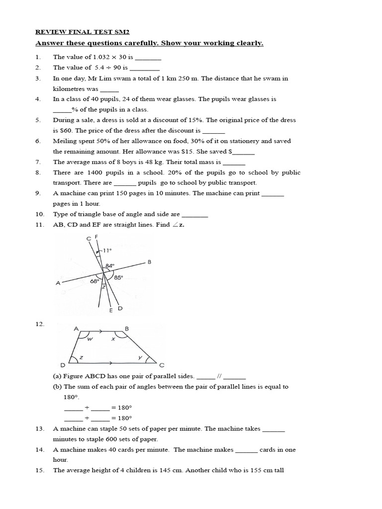 Review Final 2 Math P5 2324 | PDF | Euclidean Geometry | Elementary ...