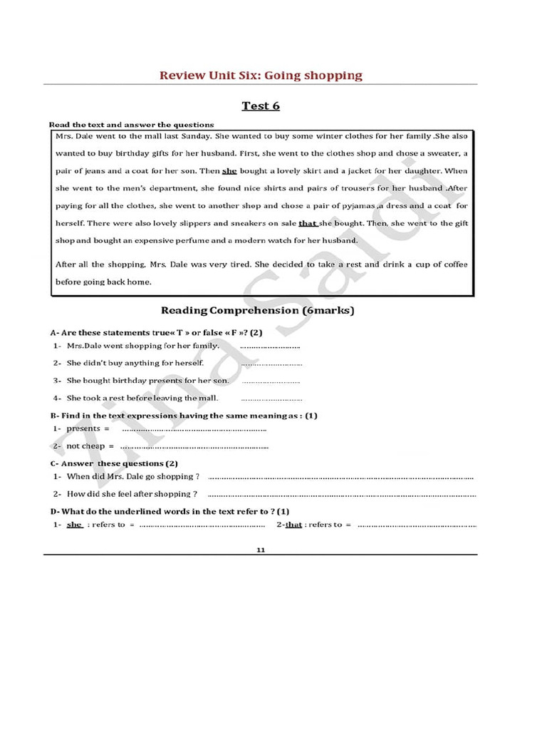 Unit 6 Going Shopping | PDF