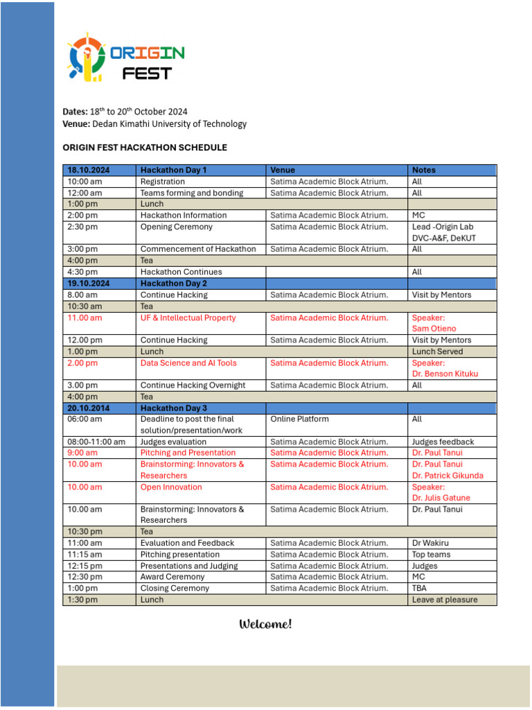 Origin Fest Hackathon Schedule - Oct18-20.2024 | PDF | Computing