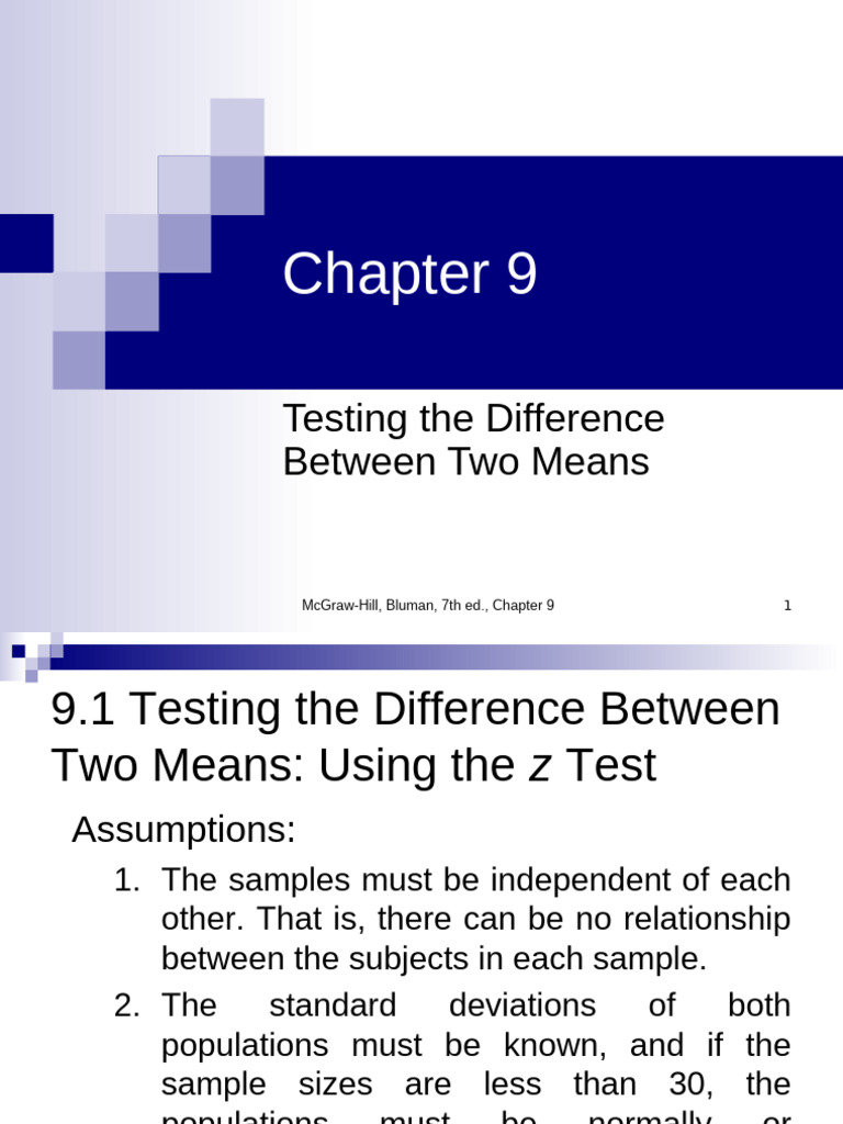 Topic 9 Testing The Difference Between Two Means | PDF | Hypothesis ...