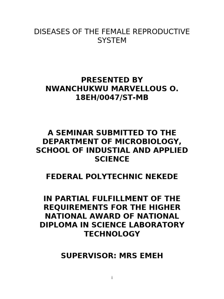 Diseases of the Female Reproductive System | PDF | Vagina ...