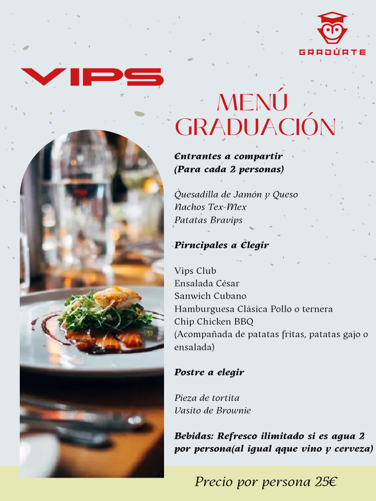 Menú Graduación Vips Viapol 2025 | PDF
