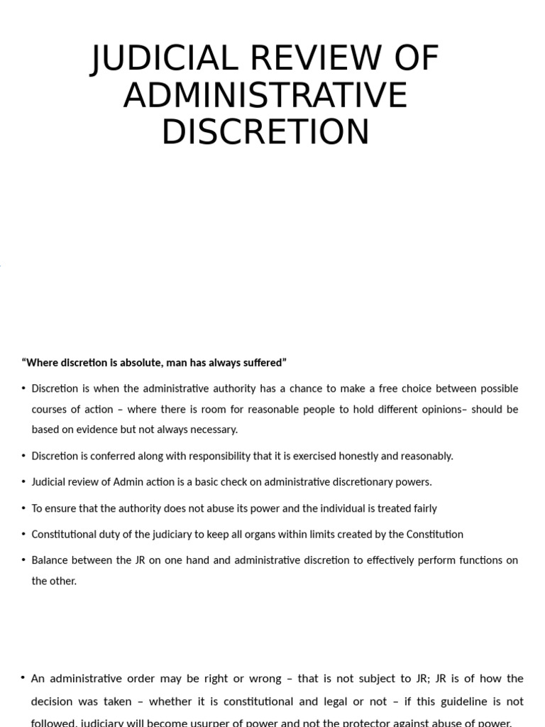 Judicial Review of Administrative Discretion | PDF | Justice | Crime ...