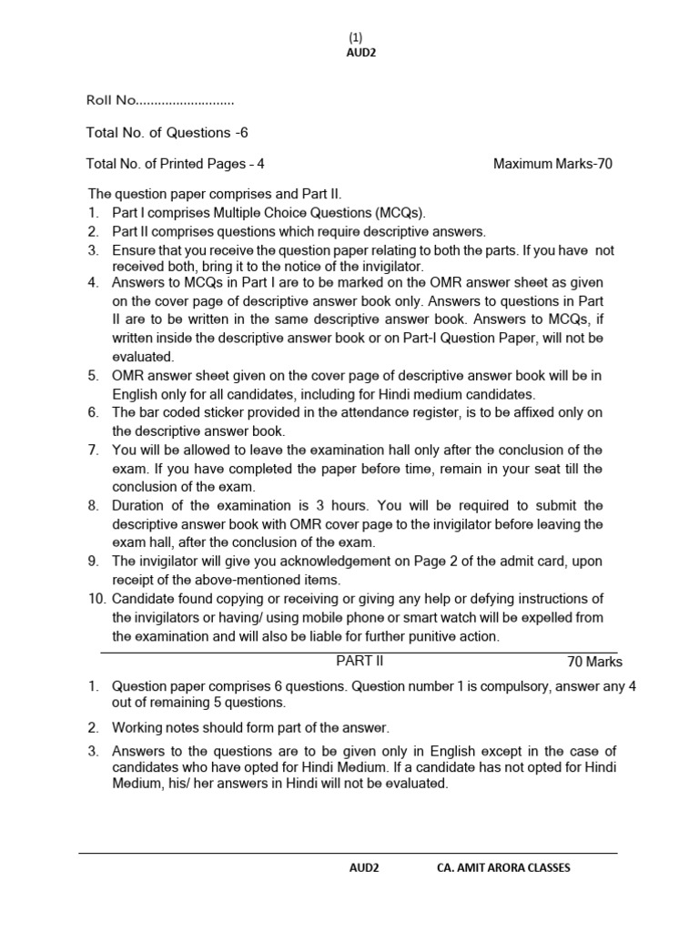 Part Ii Mock Test I Audit May 2025 | PDF | Audit | Multiple Choice