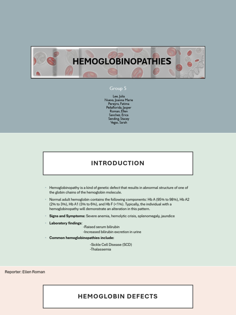 Group-5 HEMOGLOBINOPATHIES | PDF | Tissue (Biology) | Medical Specialties